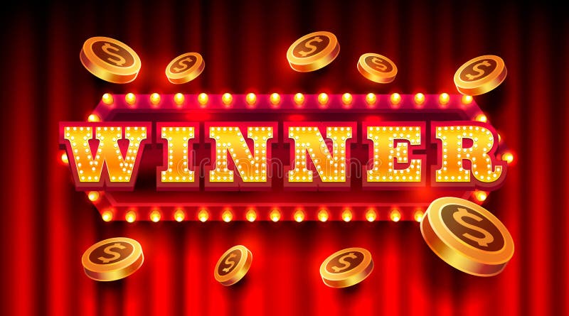 Winner Frame Label, Slot Sign Machine, Night Vegas. Vector Illustration ...