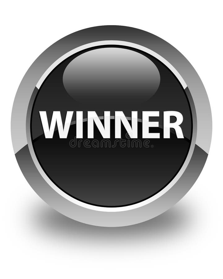 Winner Glossy Black Round Button Stock Illustration - Illustration of ...