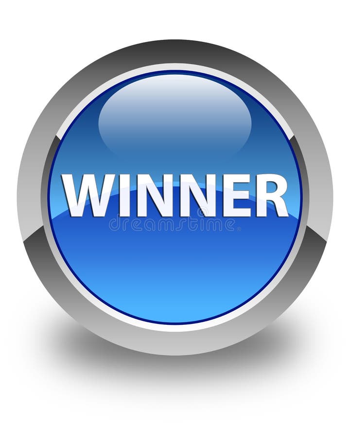 Winner Glossy Blue Round Button Stock Illustration - Illustration of ...