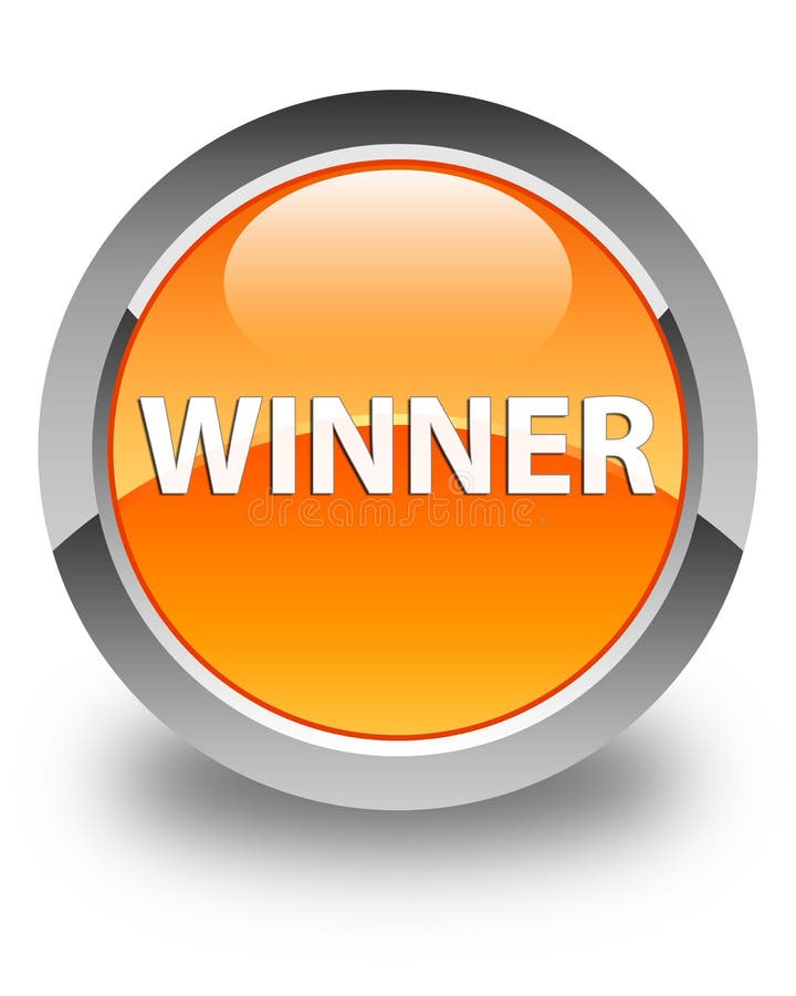 Winner Glossy Orange Round Button Stock Illustration - Illustration of ...