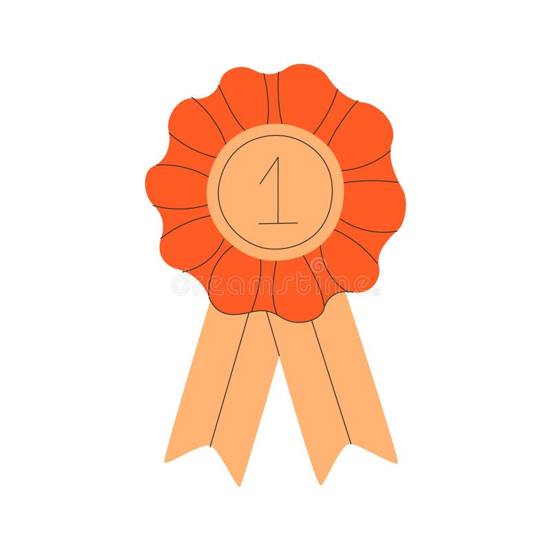 Winner Gold Medal with Red Ribbons. Vector Illustration Stock Vector ...