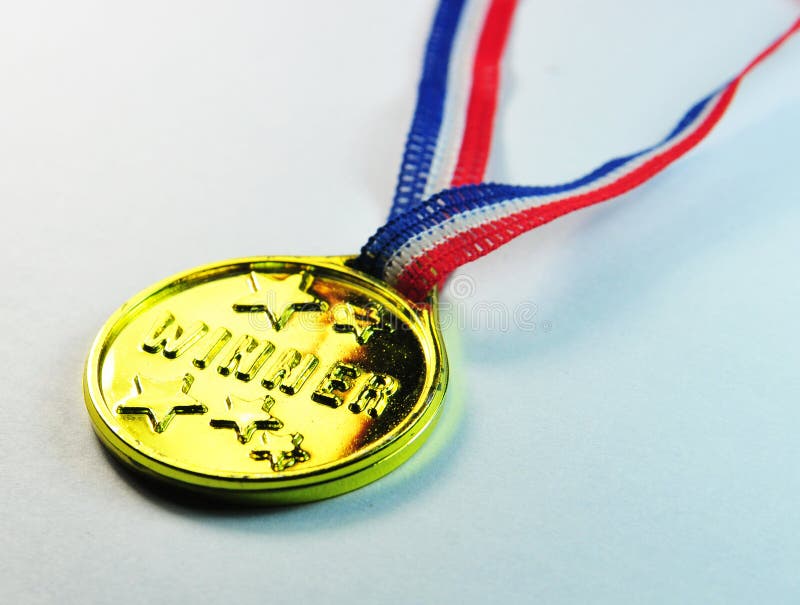 Winner Gold Medal Side View Stock Image - Image of white, winner: 13857619