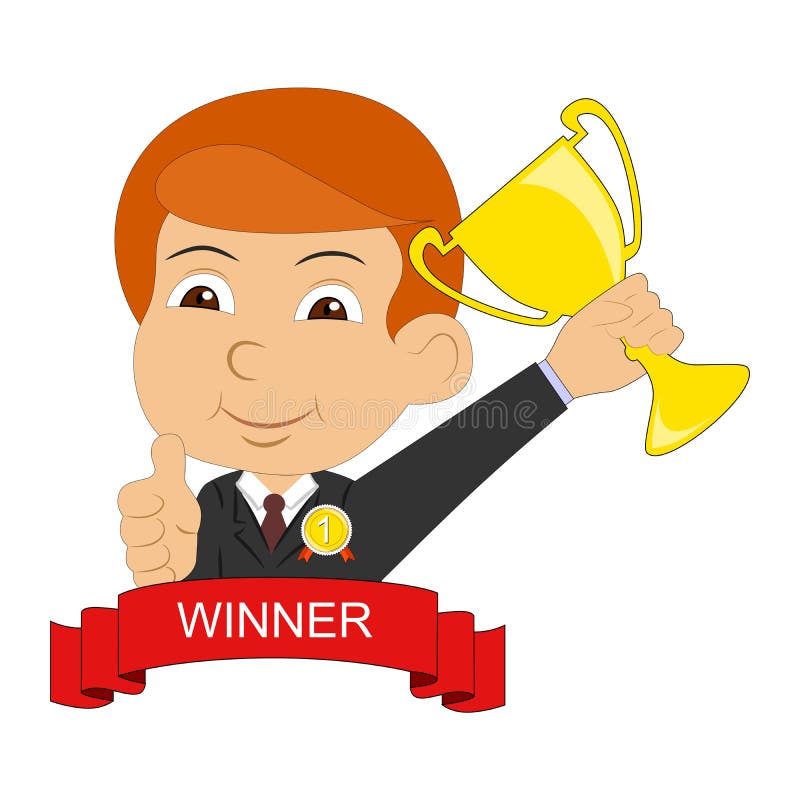 Winner stock vector. Illustration of winner, male, portrait - 55180167