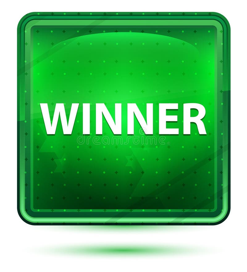 Winner Neon Light Green Square Button Stock Illustration - Illustration ...