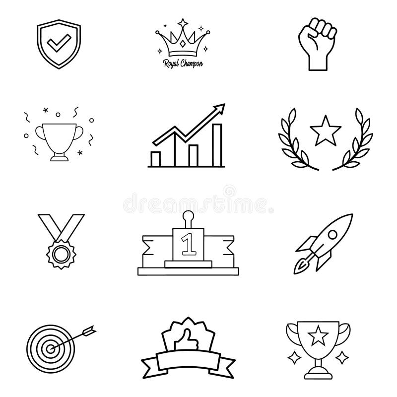 Winner Line Art Icon set stock vector. Illustration of text - 363394235