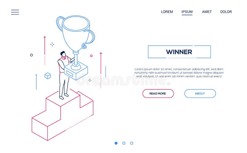 Winner - Line Design Style Isometric Web Banner Stock Vector ...