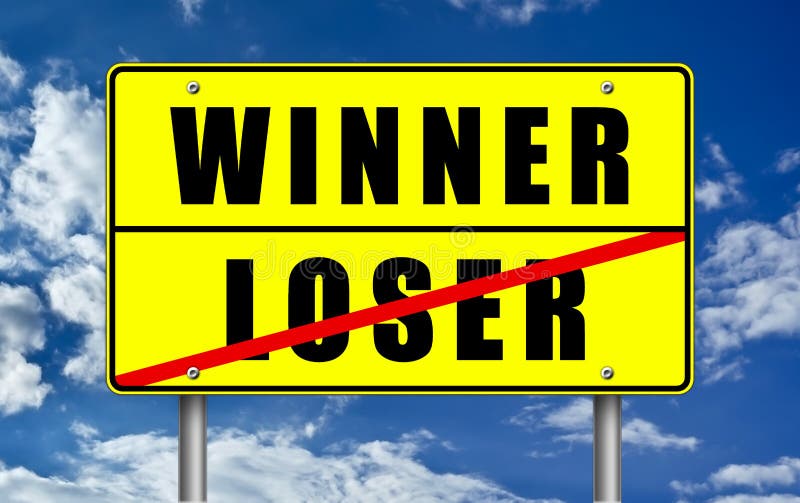 Road Sign Of Winner And Loser Stock Illustration - Illustration of idea ...