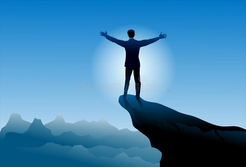 Winner Man on Mountain ,Success Business Concept Stock Vector ...