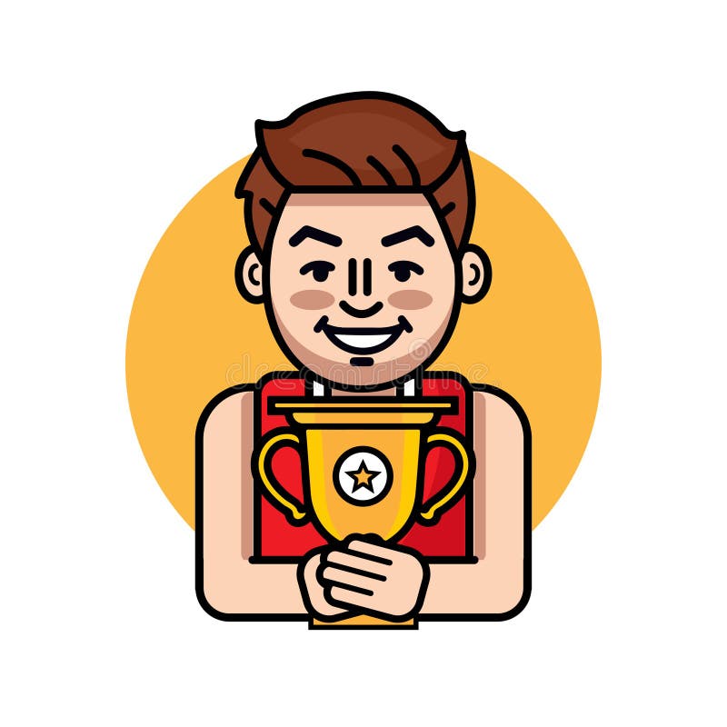 Winner Man with Trophy Cup. Vector Illustration Stock Vector ...