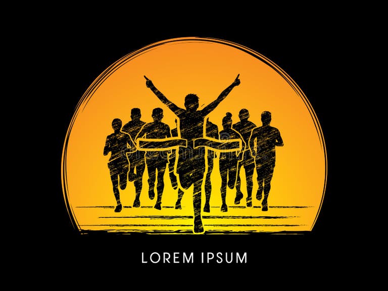 Winner Marathon Runners Graphic Vector. Stock Vector - Illustration of ...
