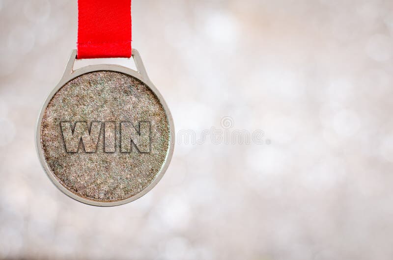Winner Medal on on Bokeh Lights Background. Success Win Concept. Stock ...