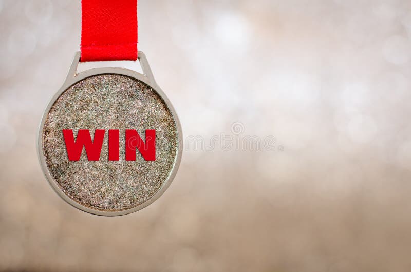 Winner Medal on on Bokeh Lights Background. Success Win Concept. Stock ...