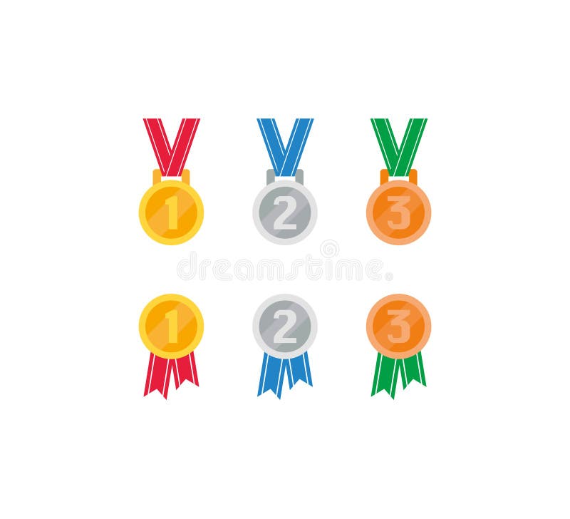 Winner Medals Icon Set. REward Medal Vector Stock Vector - Illustration ...