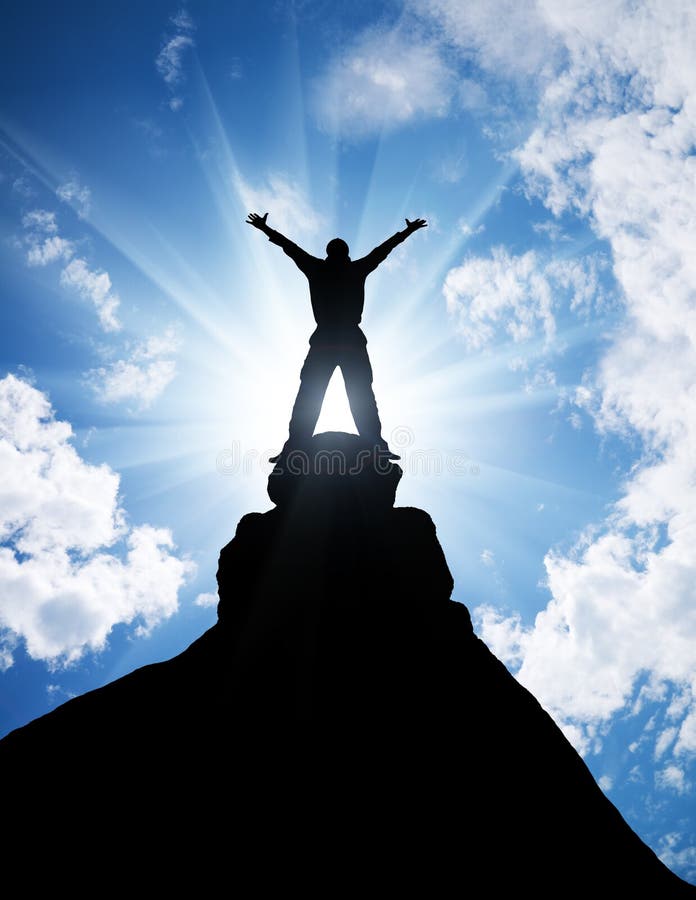 Winner on the mountain top stock photo. Image of extreme - 44475234