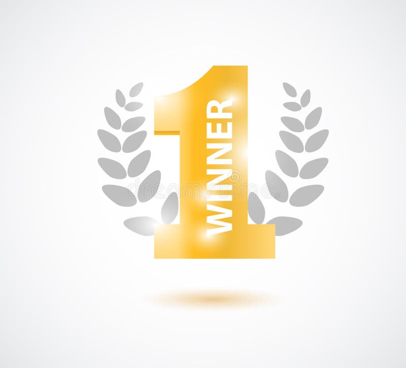 Winner, Number One Background with Blue Ribbon, Olive Branch and ...