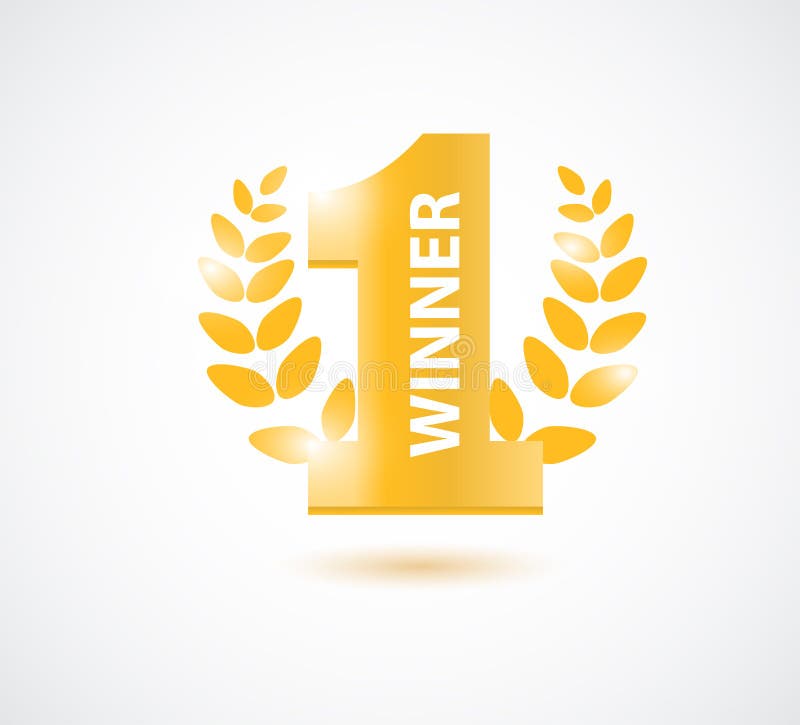 Winner, Number One Background with Olive Branch and Confetti on White ...