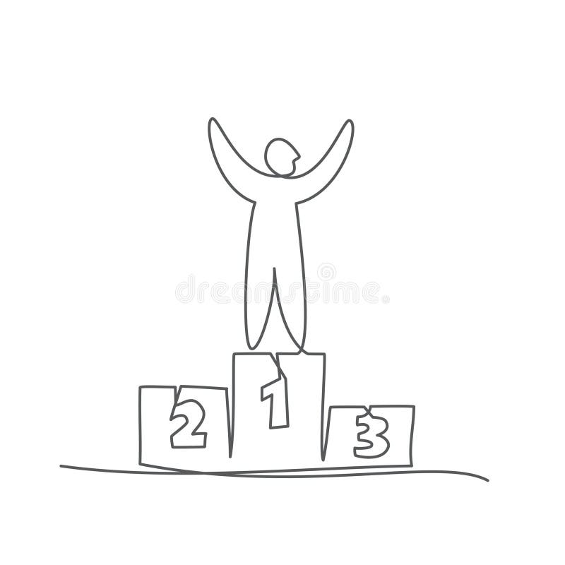 Winner One Line Drawing Success Concept on White Stock Vector ...