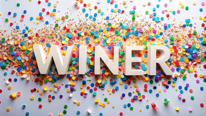 Winner Overhead Confetti Celebration Stock Illustration - Illustration ...