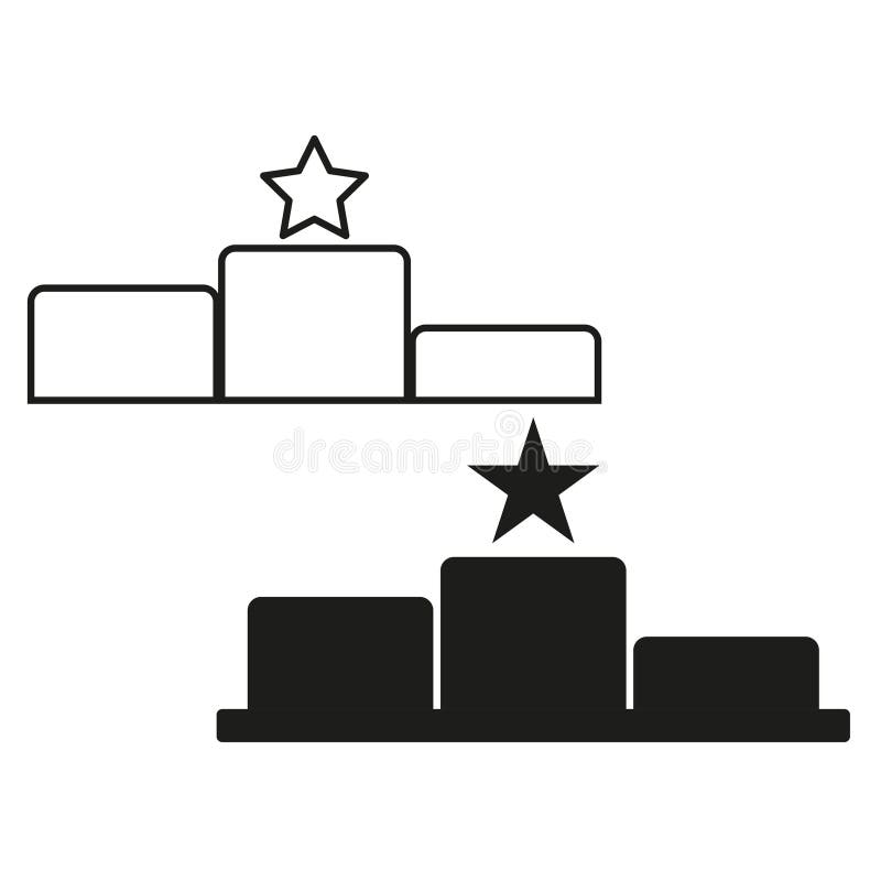Winner Podium Icon. Black and White. Star Symbol. Vector Outline Stock ...