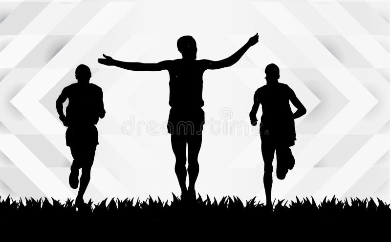 Winner of a Race - Three Men in a Frame Stock Illustration ...
