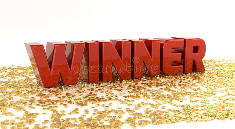 Winner - Red Text on Gold Stars - High Quality 3D Render Stock ...