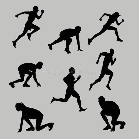 Winner Runner Silhouette Vector Art Bundle. Stock Vector - Illustration ...