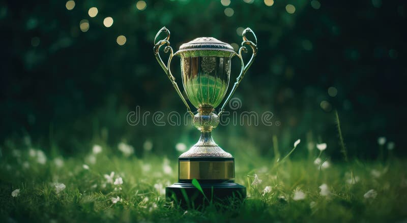 The Winner S Cup Stands in the Grass Stock Photo - Image of match ...