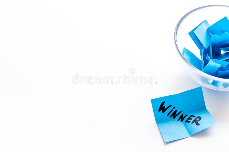 Winner Selection. Paper Pieces for Lottery in Vase on White Background ...