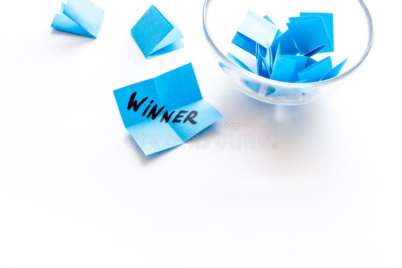 Winner Selection. Paper Pieces for Lottery in Vase on White Background ...
