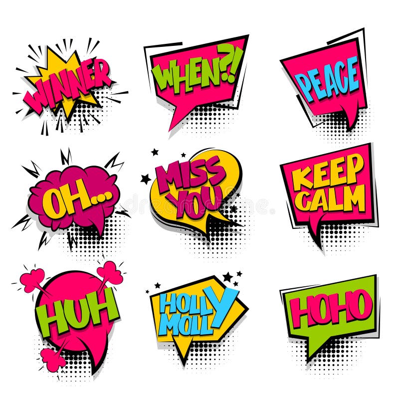 Comic Sound Effects Calm Stock Illustrations – 6 Comic Sound Effects ...