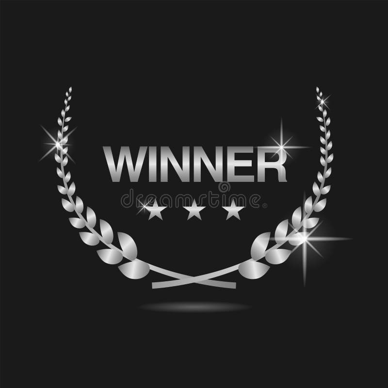 Winner Silver Laurel Wreath Symbol Stock Vector - Illustration of ...