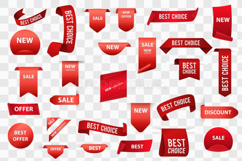 Winner Tags or Labels Isolated. Red Scroll Banners. Vector Illustration ...