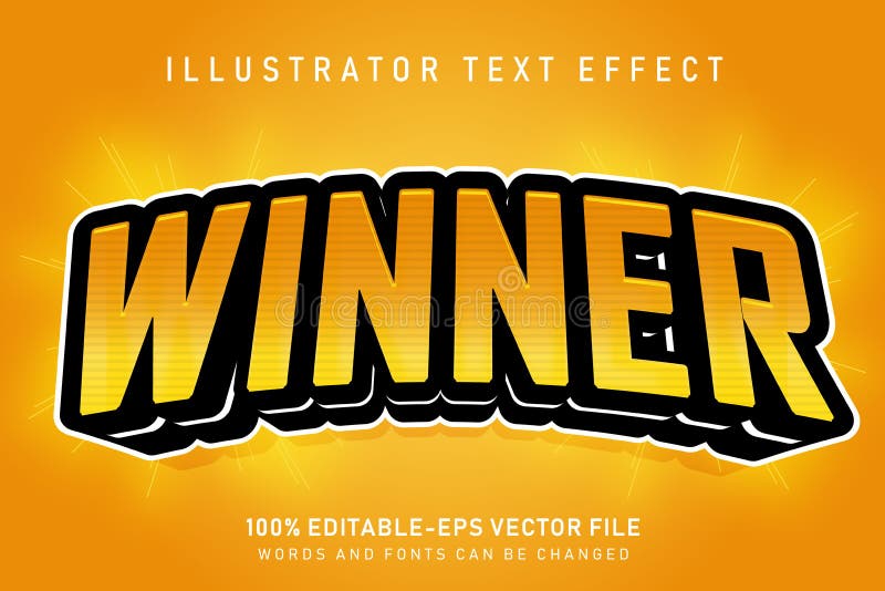 Winner Text Effect Design Vector Stock Illustration - Illustration of ...