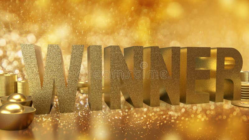 The Winner Text on Gold Background 3d Rendering Stock Illustration ...