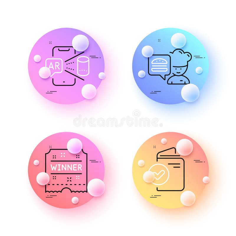 Winner Ticket, Chef and Augmented Reality Minimal Line Icons. for Web ...