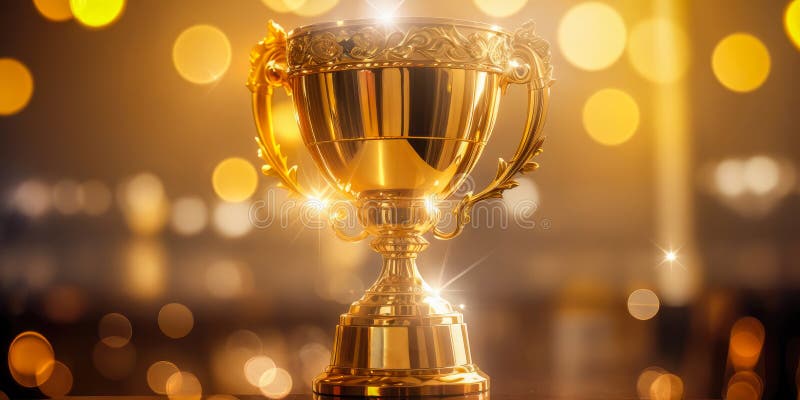 Achievement Success in Education Awards Concept. Golden Trophy Cup ...