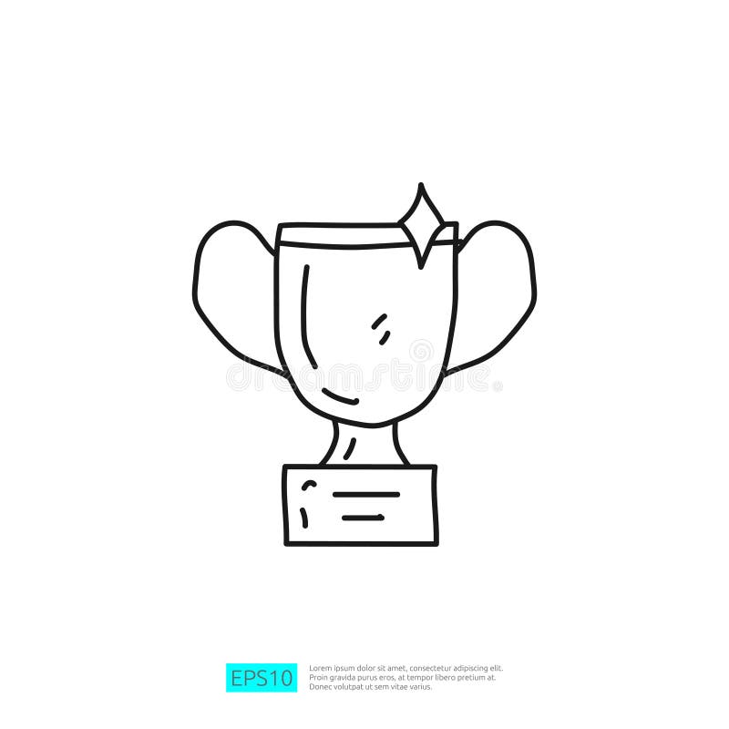 Trophy Doodle Hand Drawn Drawing Winner Trophy Champion Vector Stock ...