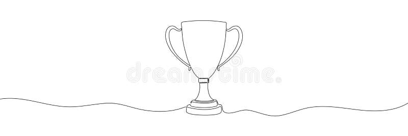 Winner Trophy One Line Drawing Isolated on White Background Stock ...