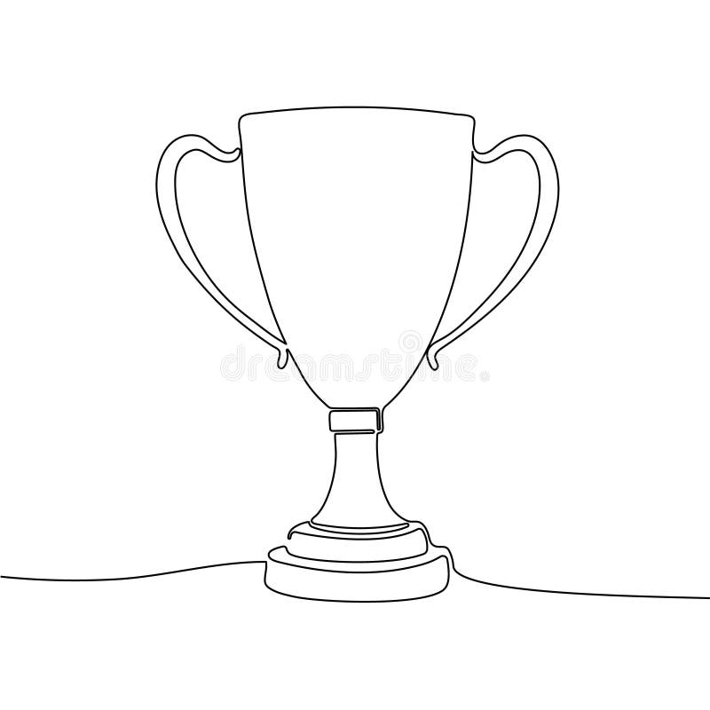 Winner Trophy One Line Drawing Isolated on White Background Stock ...