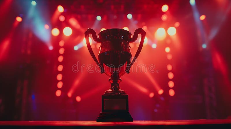 Winner Trophy with Stage Lights Stock Illustration - Illustration of ...