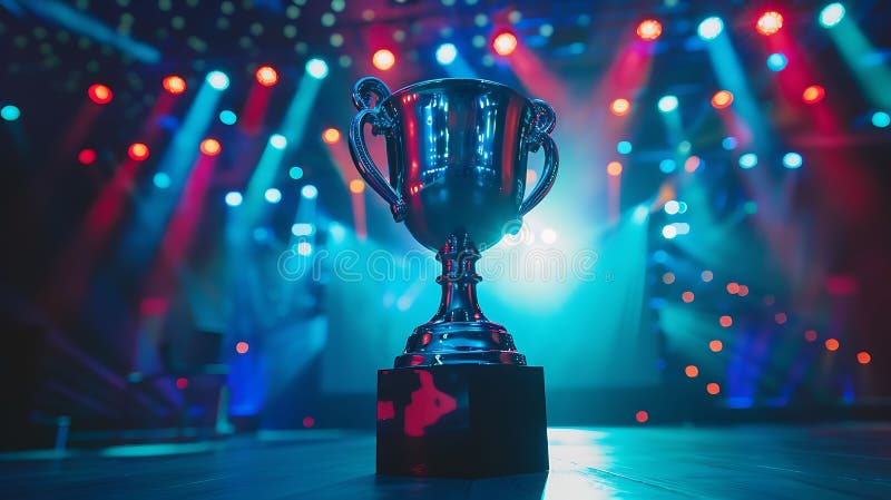 Winner Trophy with Stage Lights Stock Illustration - Illustration of ...
