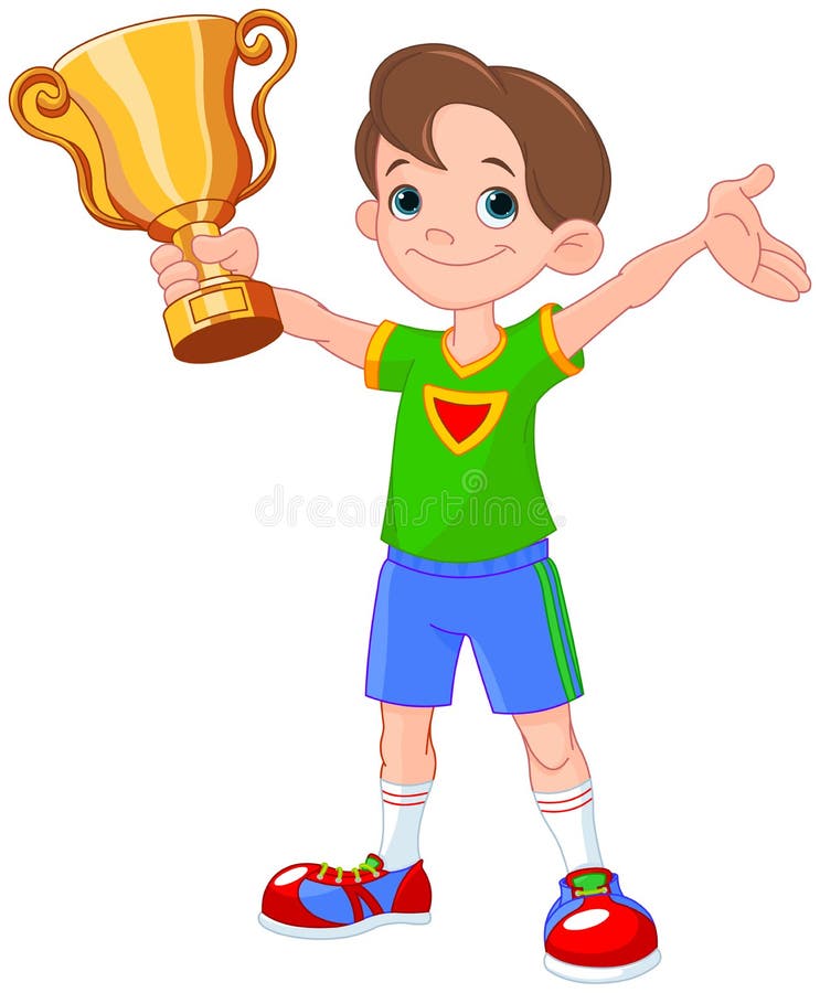 Boy with trophy stock vector. Illustration of clip, award - 11066980