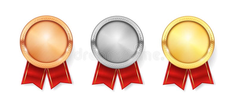Winners Awards, Medals with Ribbons Stock Vector - Illustration of ...