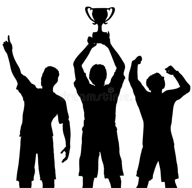 Winners Celebrate Trophy Win Stock Vector - Illustration of team ...