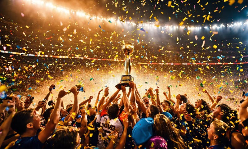 Winners Cup on the Football Field. Selective Focus Stock Photo - Image ...