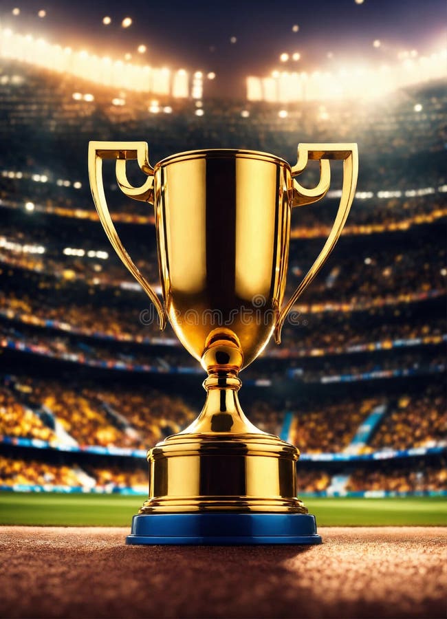 Winners Cup on the Football Field. Selective Focus Stock Image - Image ...