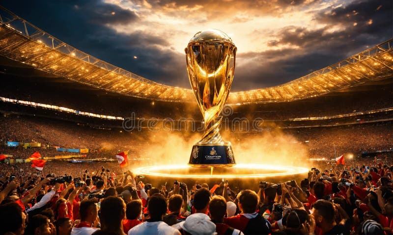 Winners& X27; Cup on the Football Field. Selective Focus Stock Image ...