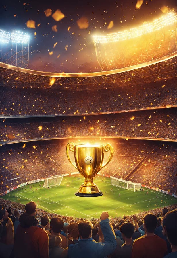 Winners& X27; Cup on the Football Field. Selective Focus Stock Photo ...