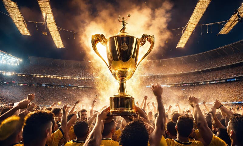 Winners& X27; Cup on the Football Field. Selective Focus Stock Photo ...