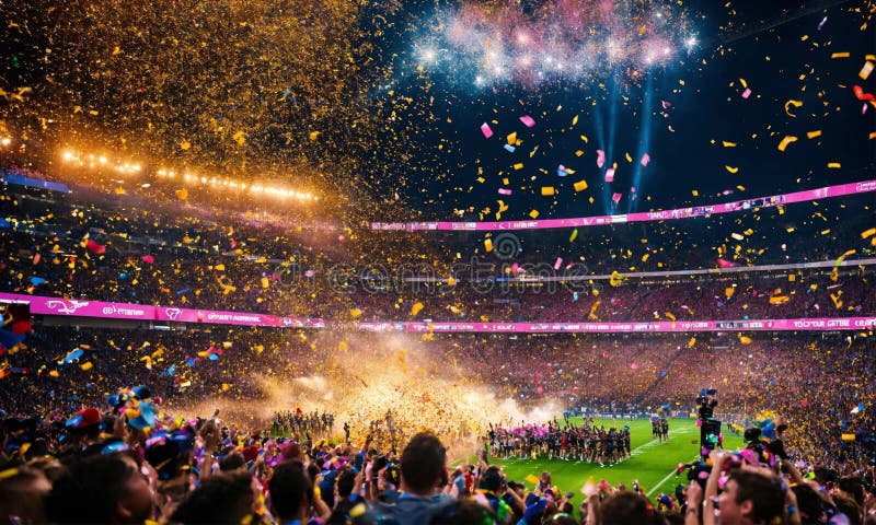 Winners Cup on the Football Field. Selective Focus Stock Photo - Image ...